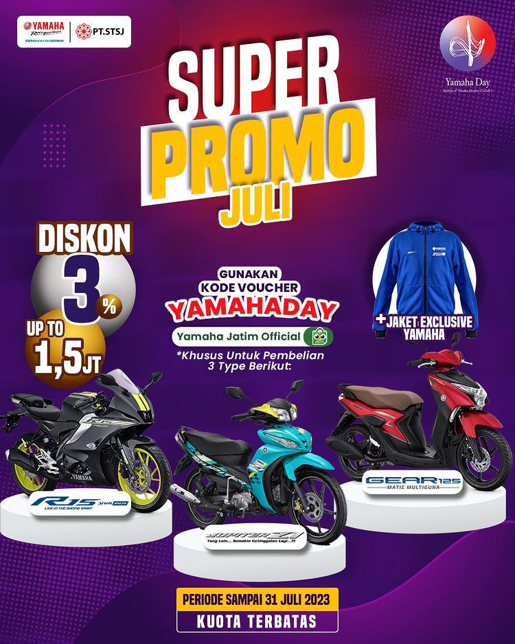 Yamaha Jatim Berikan Diskon Spesial Yamaha Day 2023 di Tokopedia untuk ...